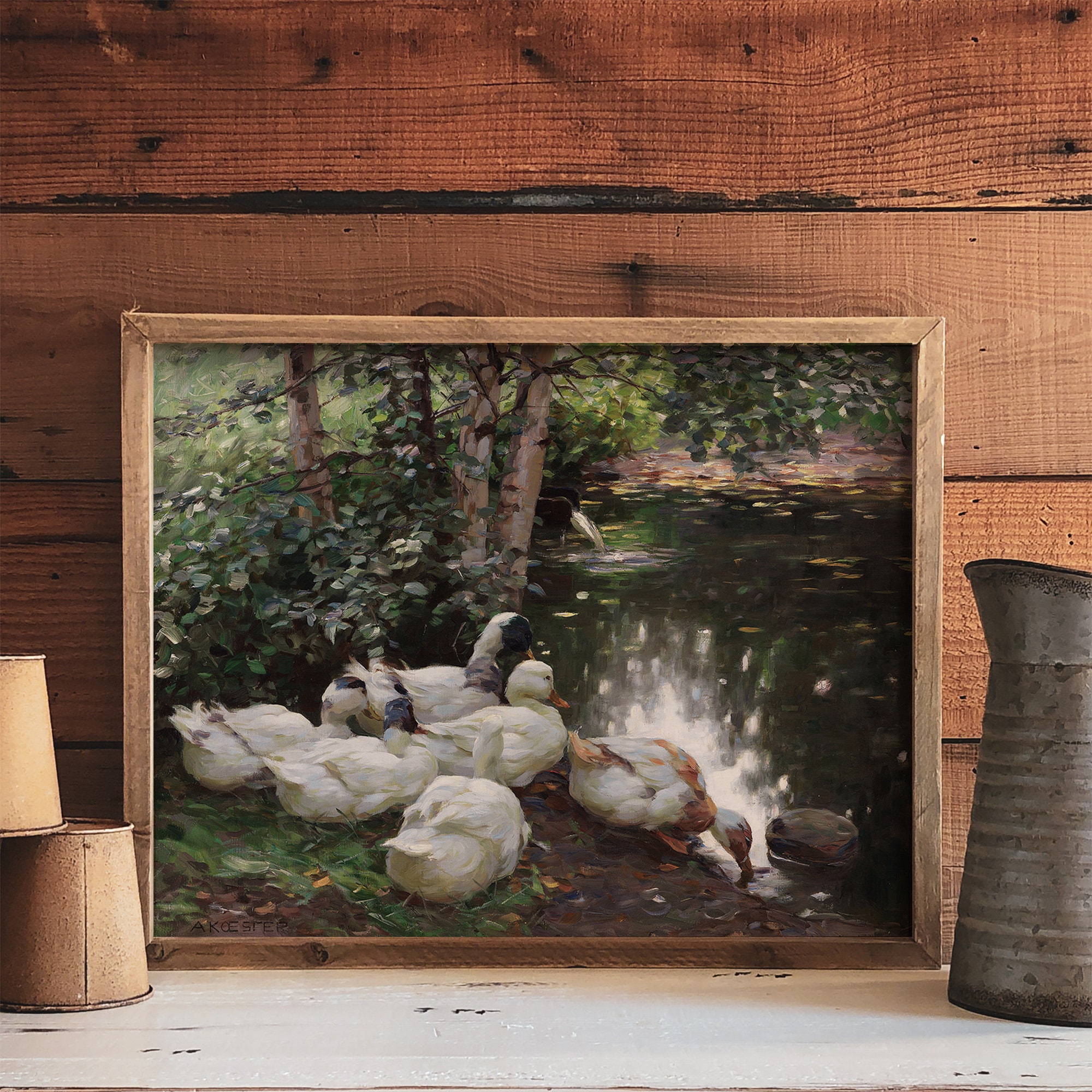 Country Decor Art Print / Duck Painting / Spring Landscape - Etsy
