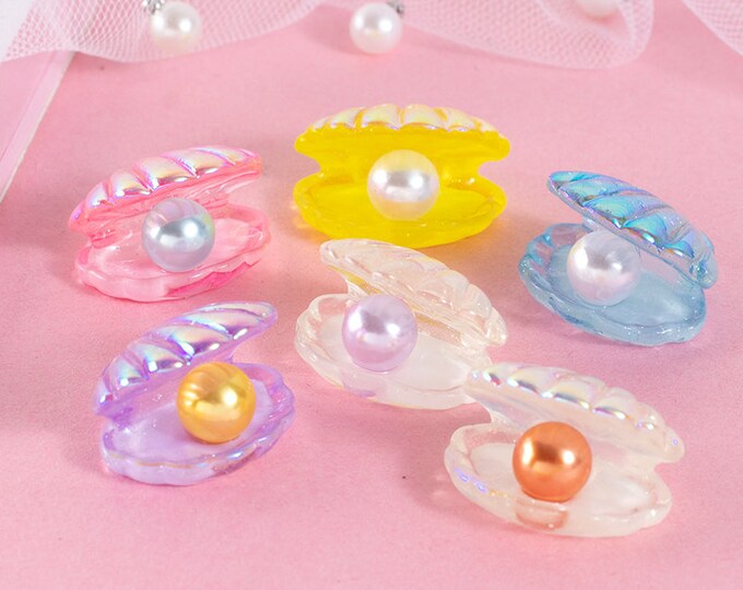 Pastel Pearl Shell Charms Set of 6, Kawaii Charms, Kawaii Cabochons, - Etsy