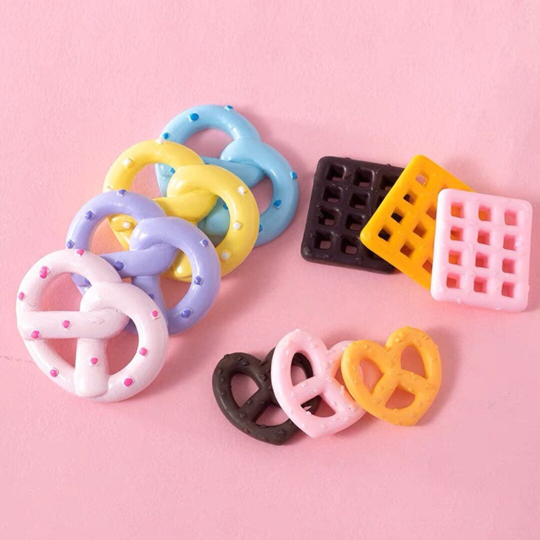 Pastel Waffles Bread Twisted Bread Cabochon Set, Food Cabochons, Food ...