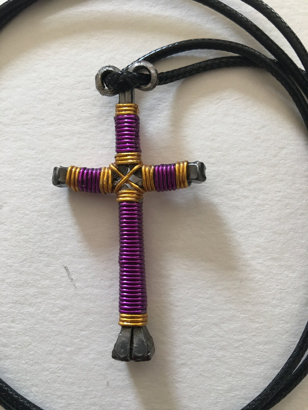 Hand Made "cross Your Heart" Design Horseshoe Nail Cross Pendant - Etsy