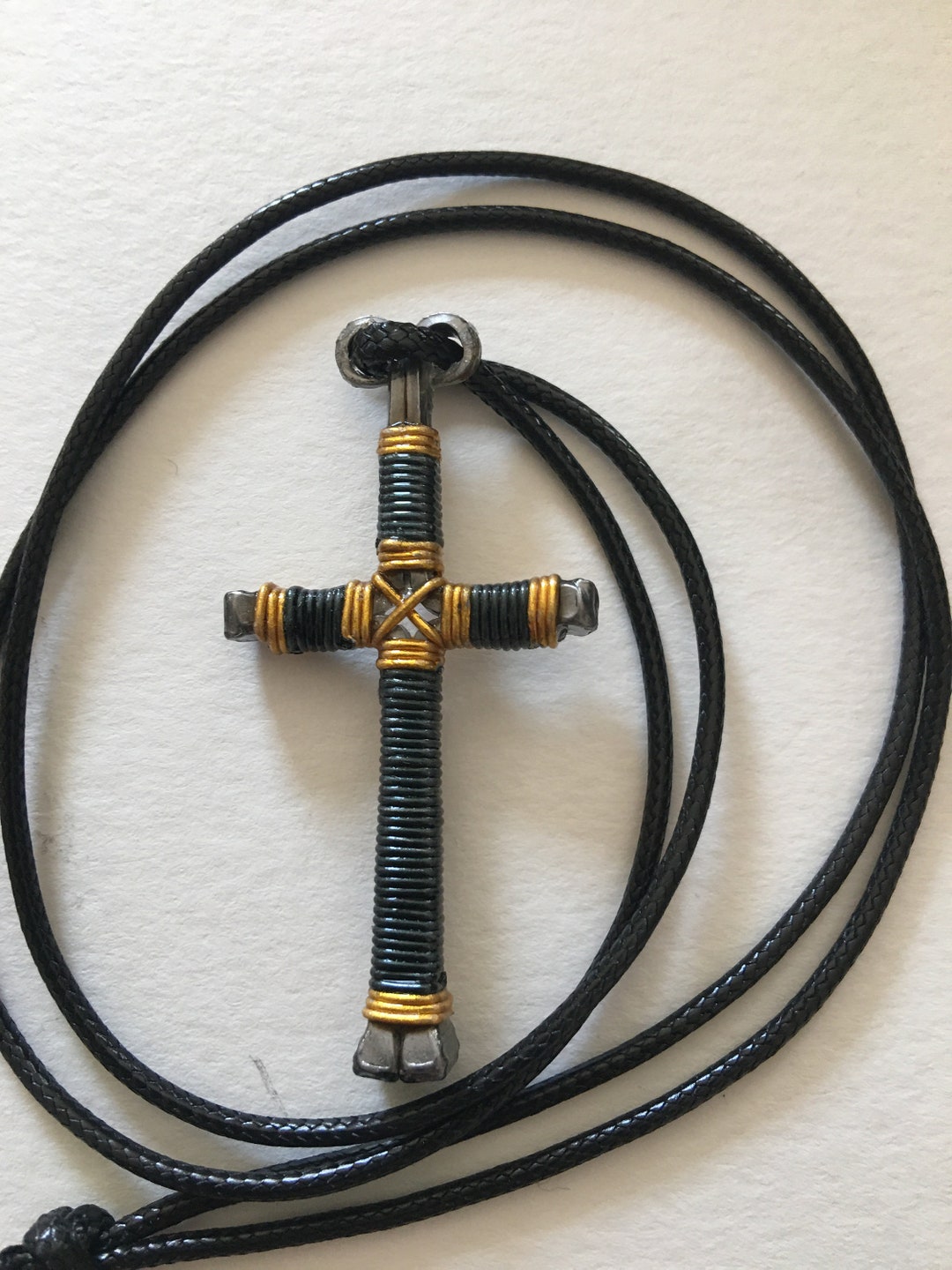 Hand Made "cross Your Heart" Design Horseshoe Nail Cross Pendant - Etsy