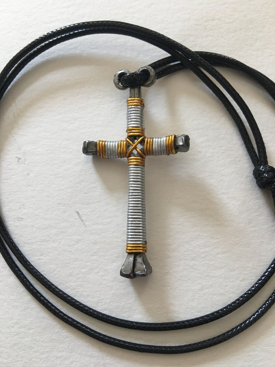 Hand Made "cross Your Heart" Design Horseshoe Nail Cross Pendant - Etsy