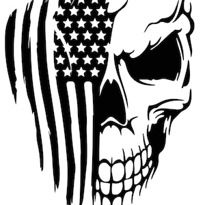 USA Skull Flag Tattered Distressed Decal American Flag Skull, Roland BN ...
