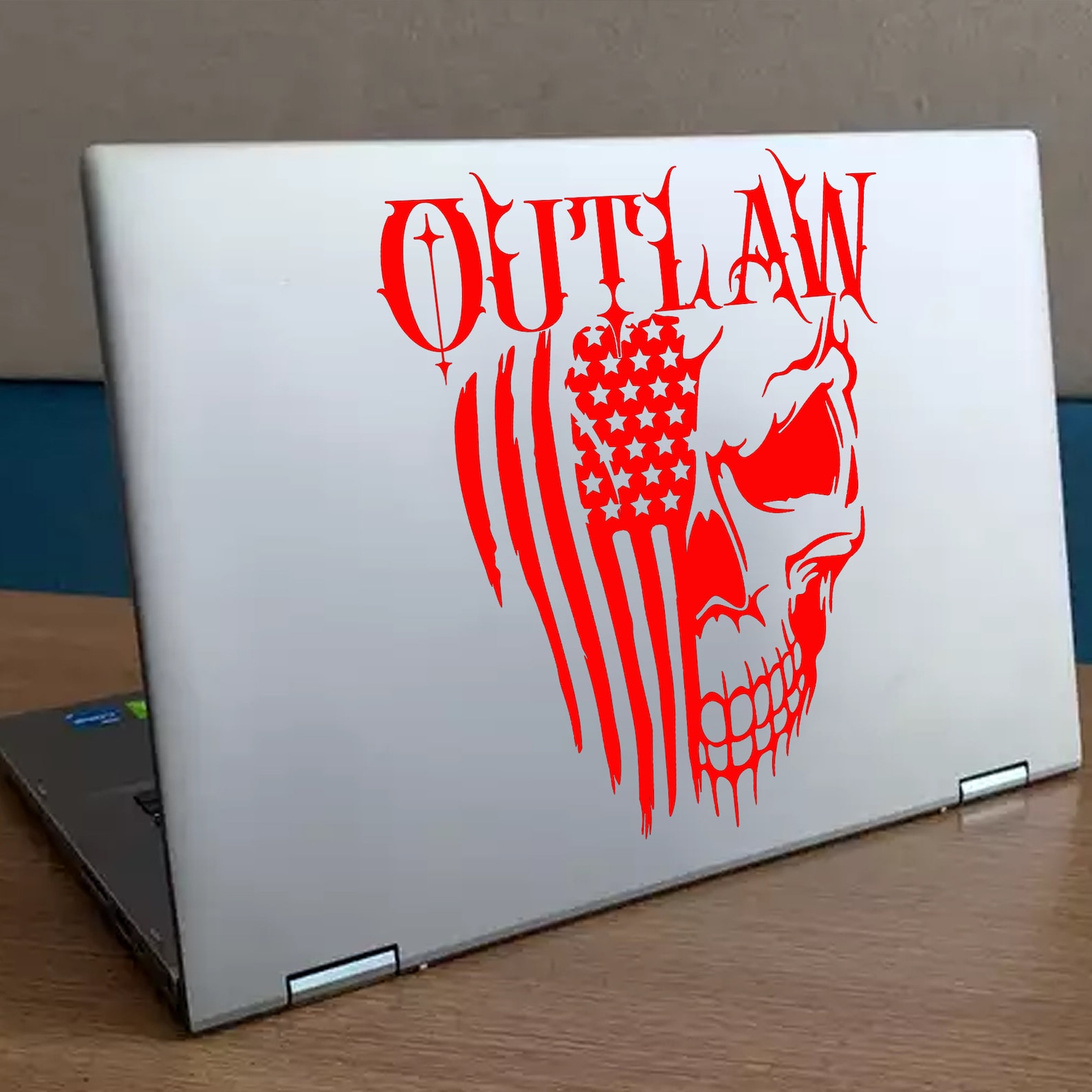 USA Outlaw Skull Flag Distressed Decal Sticker Vinyl Graphic American ...