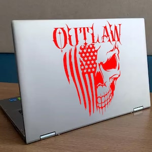 USA Outlaw Skull Flag Distressed Decal Sticker Vinyl Graphic American ...