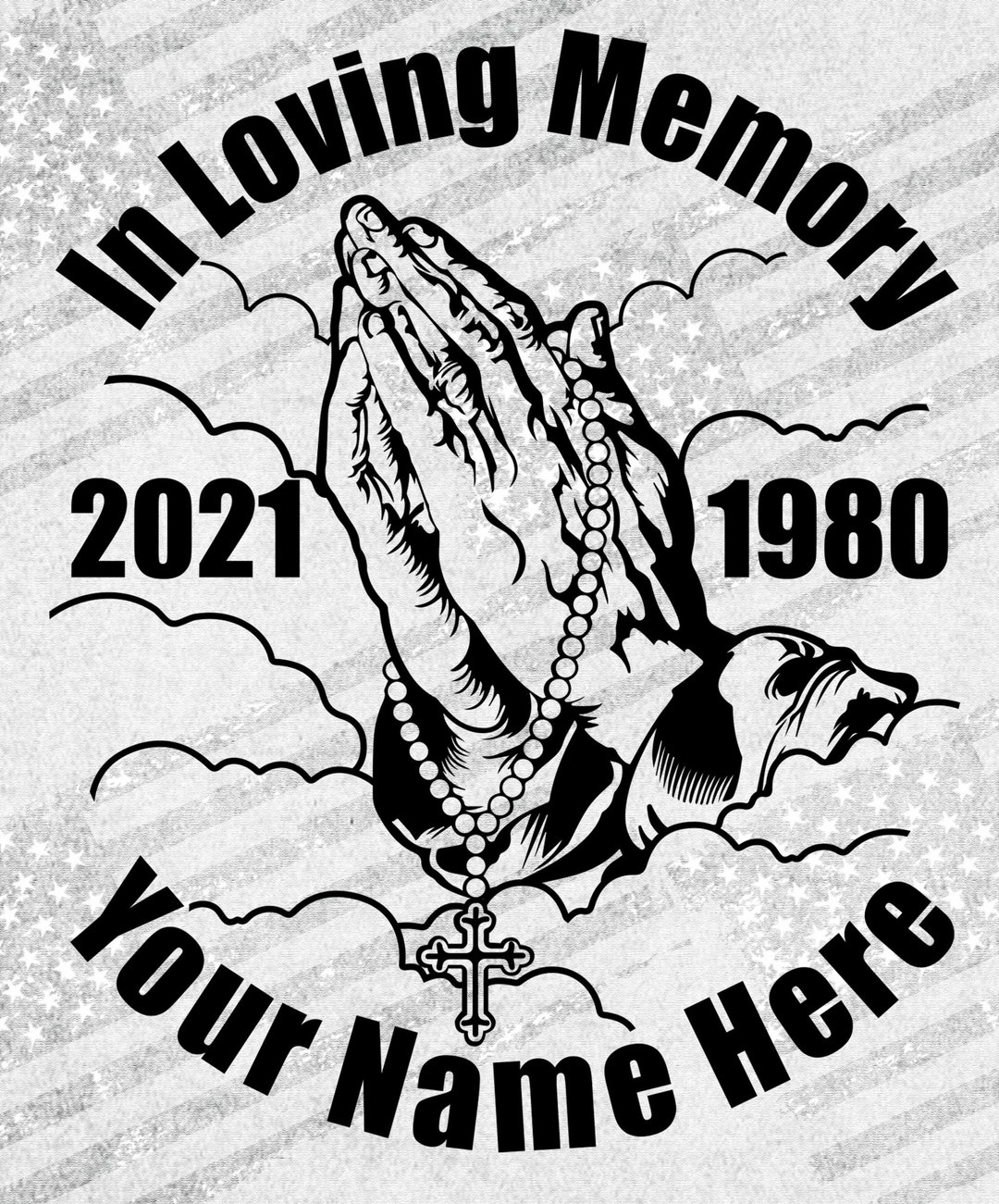 In Loving Memory| Praying Hands Vinyl Decal| Custom Text| Memorial ...