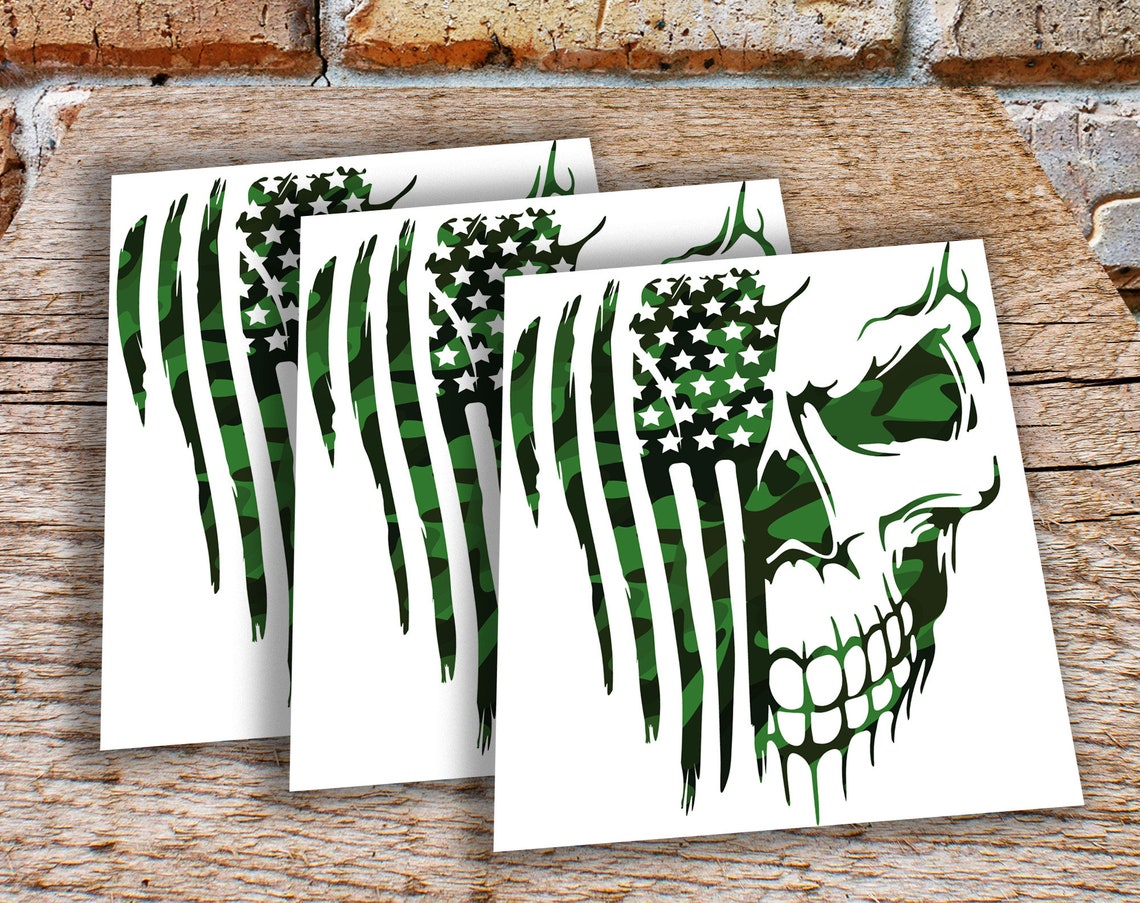 USA Skull Flag Distressed Decal Sticker Vinyl Graphic American | Etsy