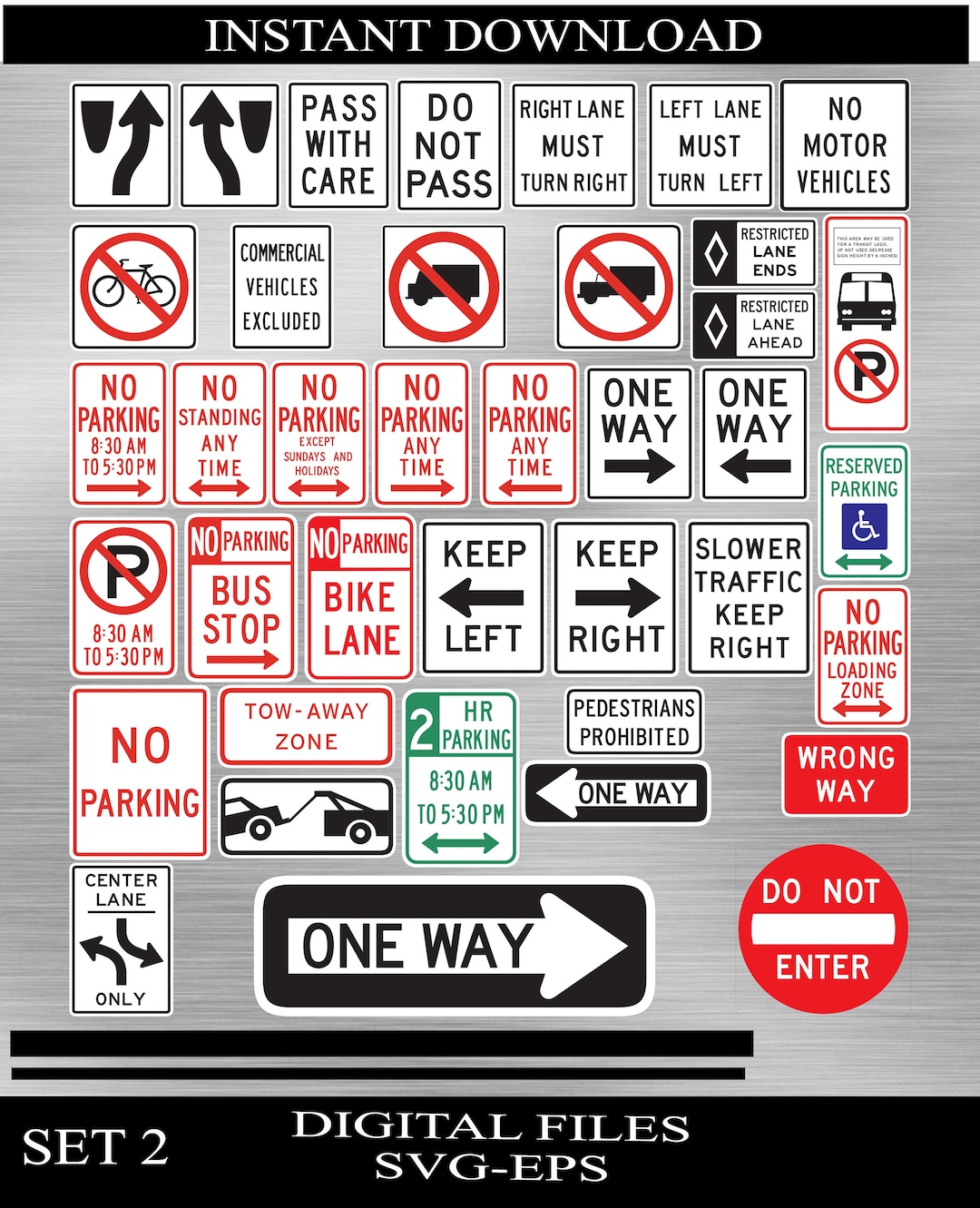 Road Signs Set 2- Freeway Interstate Highway Street Stop Sign. Yield ...