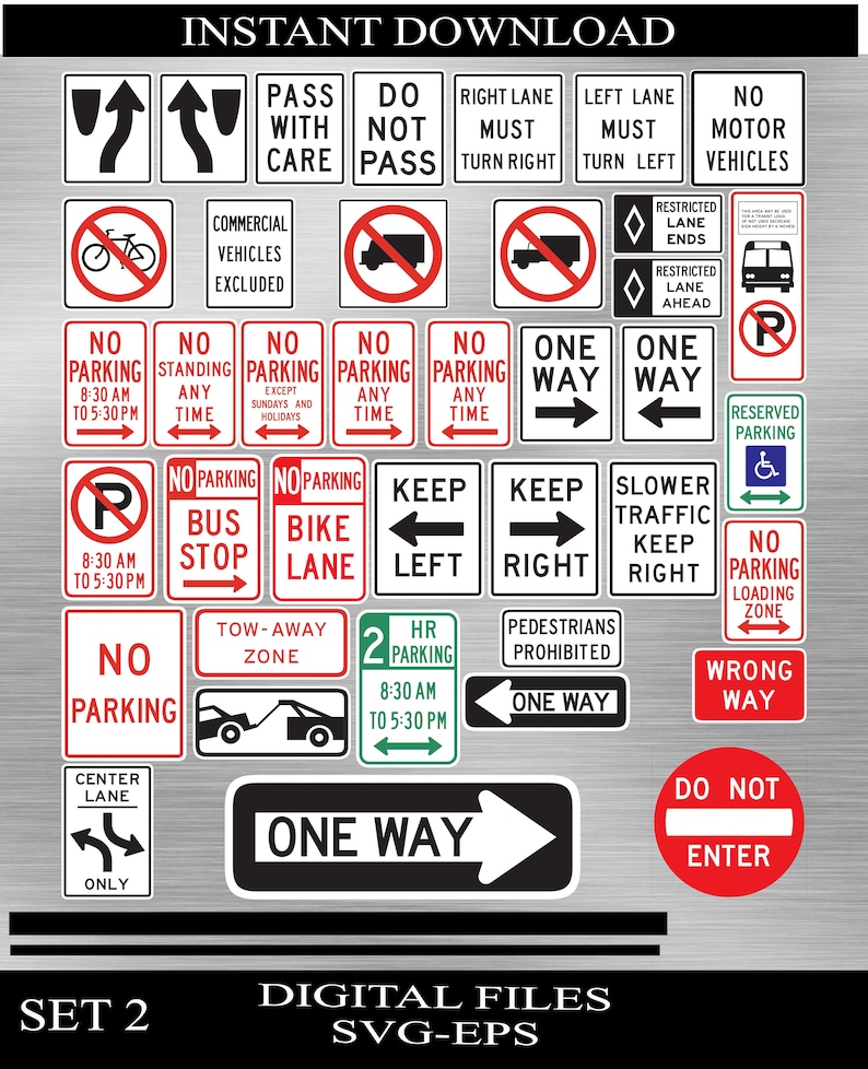 Road Signs Set 2- Freeway Interstate Highway Street Stop Sign. Yield ...