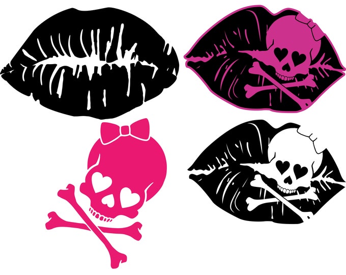 Girly Skull Lips SVG - Etsy