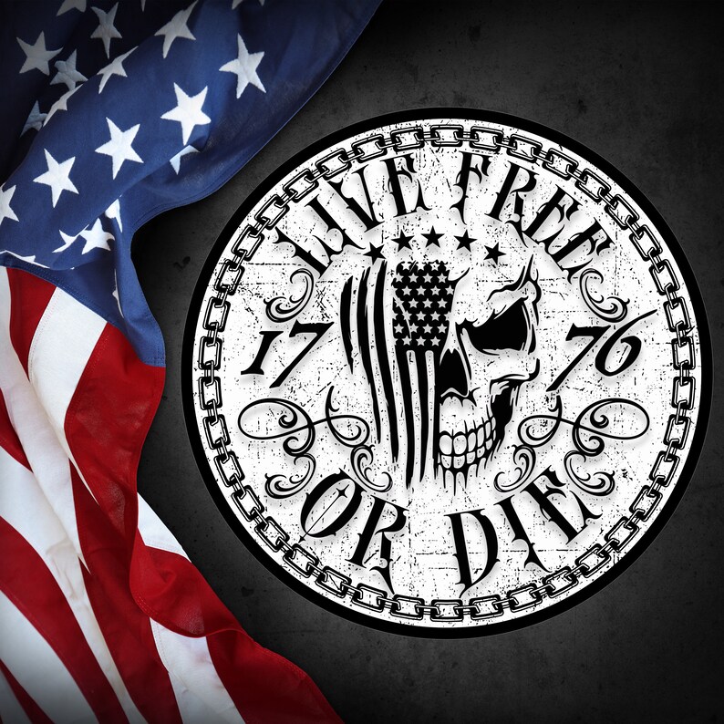 Live Free or Die Patriotic Skull Sticker, 1776 Decal - Etsy