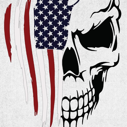 USA Skull Flag Tattered Distressed Decal American Flag Skull - Etsy