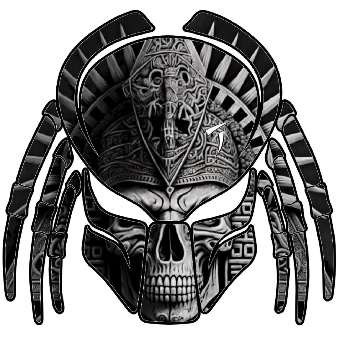 Predator Aztec Warrior, Aztec Skull Predator Helm Sticker, Aztec ...