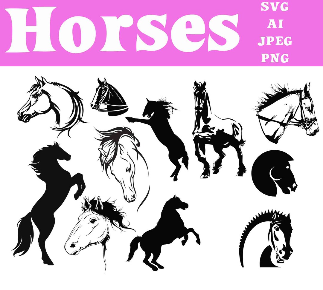 Horses Vector, SVG Pack - Etsy