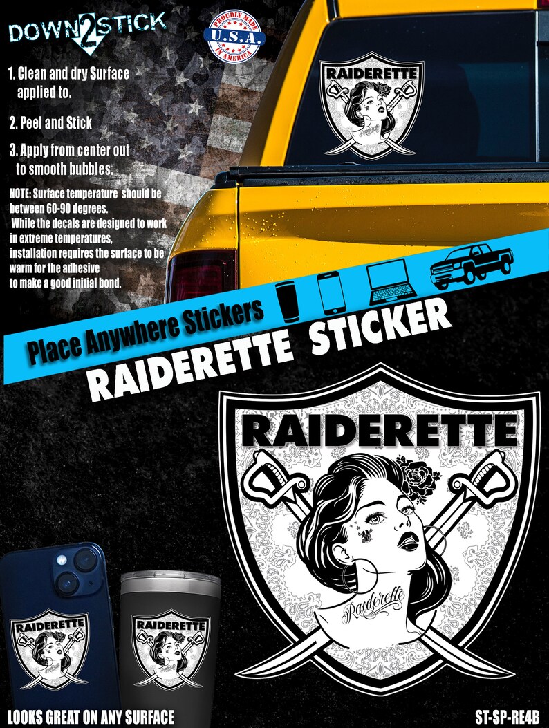 Raiderette Bandana Vinyl Sticker, Female Las Vegas Raider Fan Decal ...