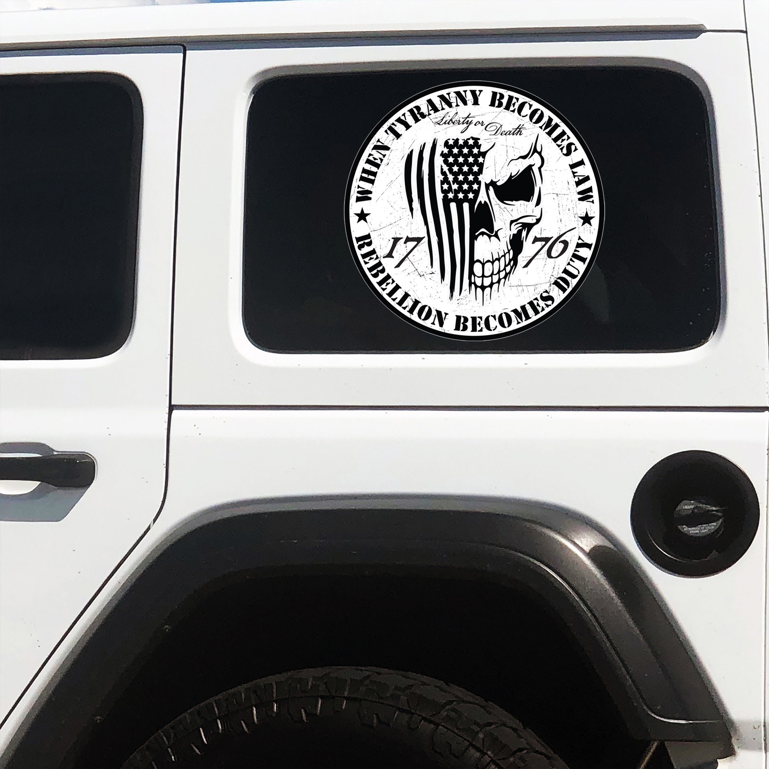 Tyranny Becomes Law Rebellion Becomes Duty Skull USA,1776 Decal ...