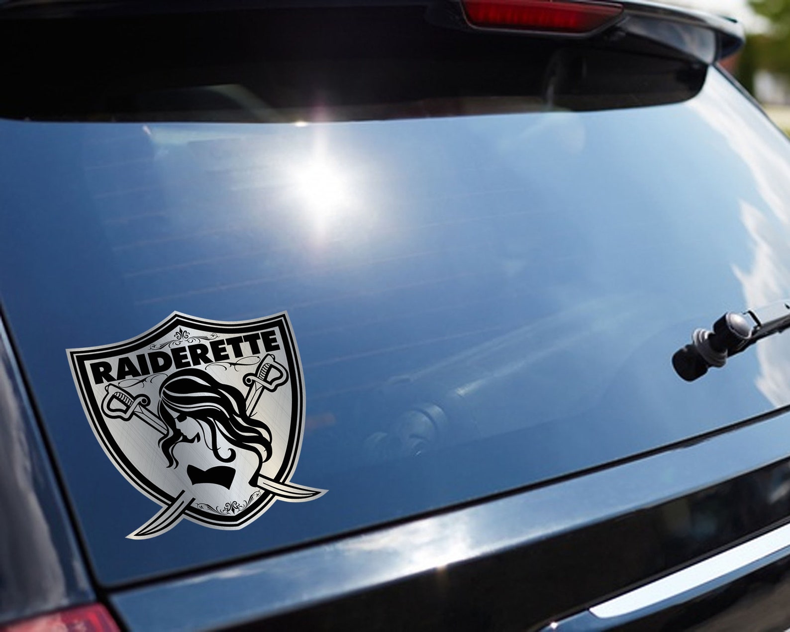 Raiderette Sticker Metal Filagree Shield-female Las Vegas Raider Fan ...