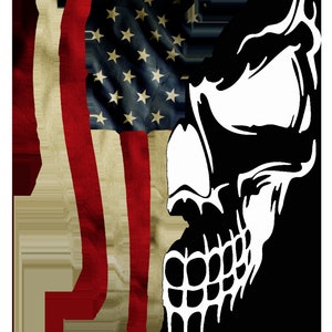 USA Skull Flag Color Distressed Decal Sticker Vinyl Graphic American ...