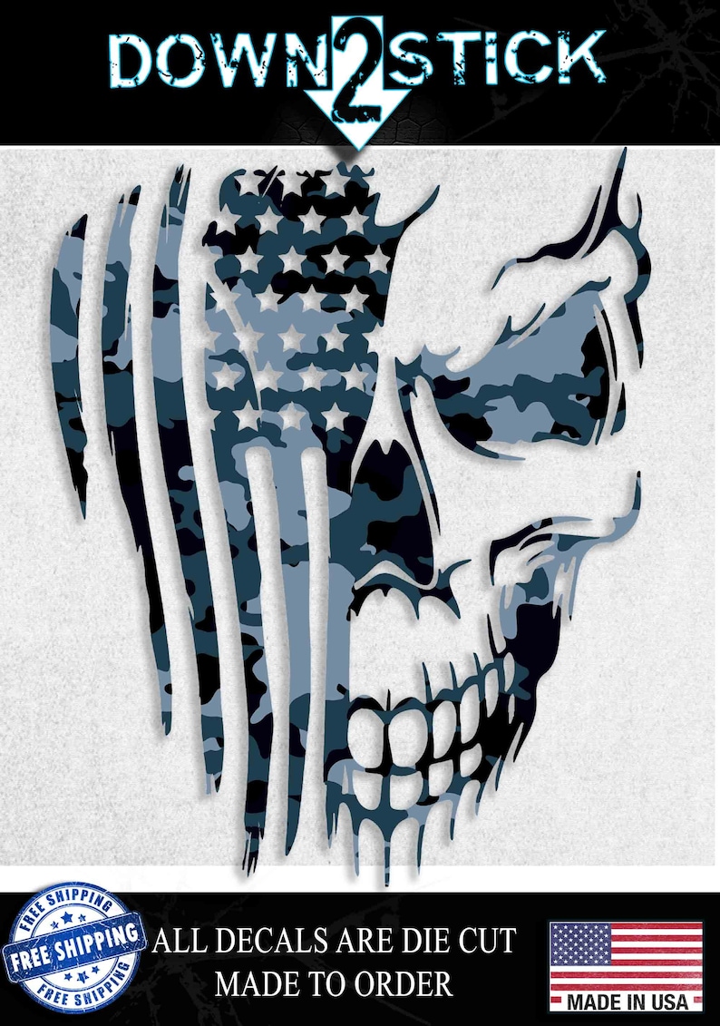 USA Skull Flag Distressed Decal Sticker Vinyl Graphic American | Etsy