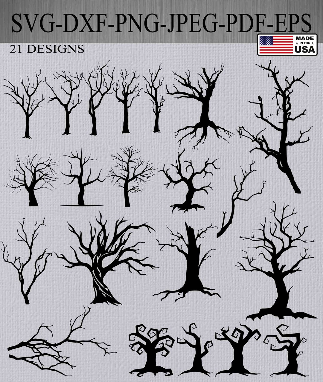 21 Dead Trees Silhouettes Bundle SVG | 21 Spooky Halloween Trees Svg ...