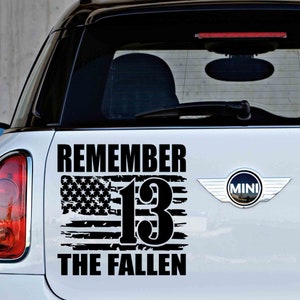 Remember the Fallen 13 Soldiers- Memorial Vinyl Decal for Car, Truck ...