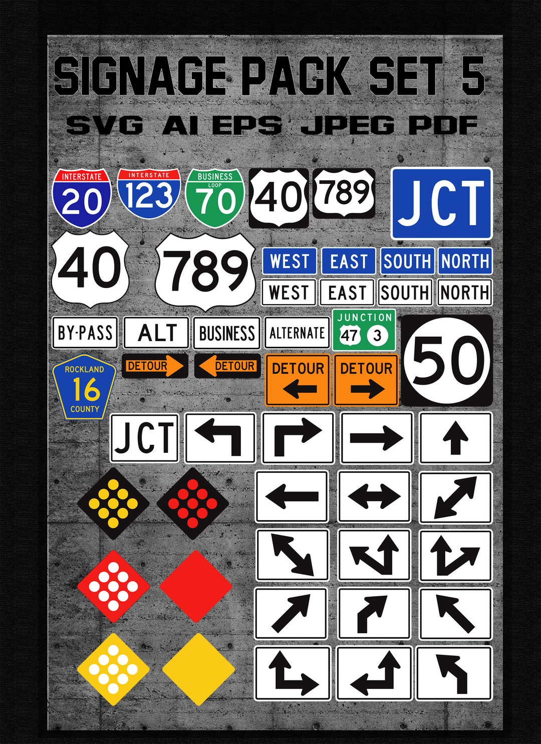 Road Signs Set 5 Svg-eps-ai-jpeg-pdf - Etsy Australia