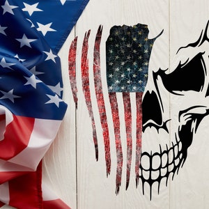 USA Skull Flag Distressed Decal Sticker Vinyl Graphic American Car ...