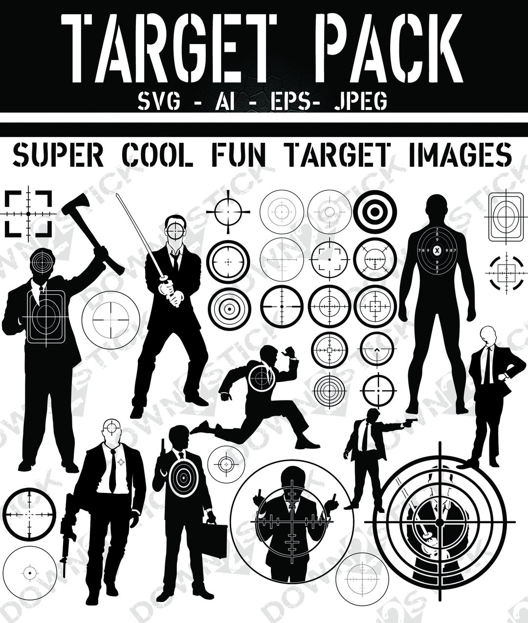 Target Pack Shooting Targets, Svg, AI, EPS, Jpeg - Etsy