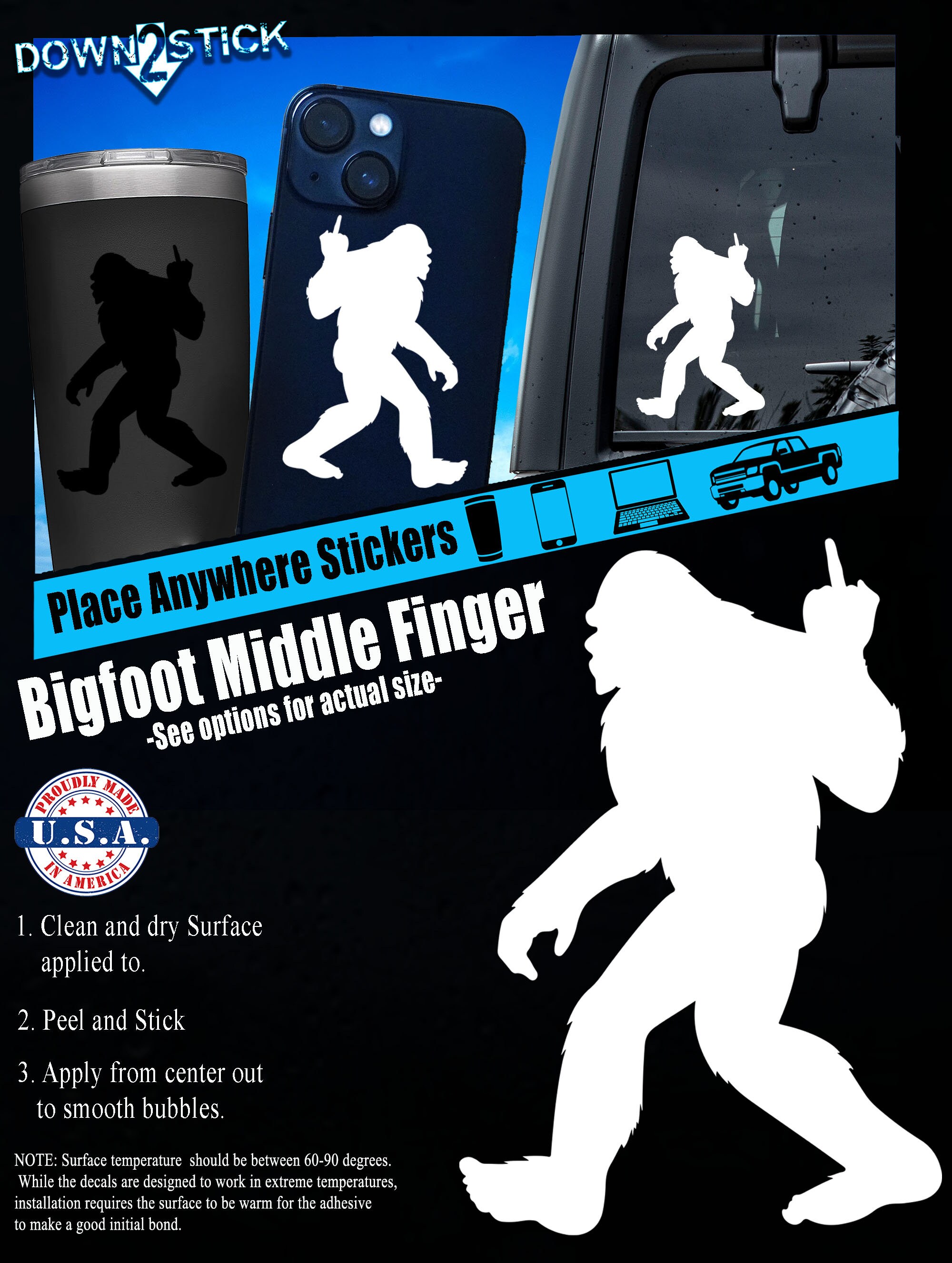 Sasquatch Bigfoot Middle Finger Vinyl Decal - Etsy