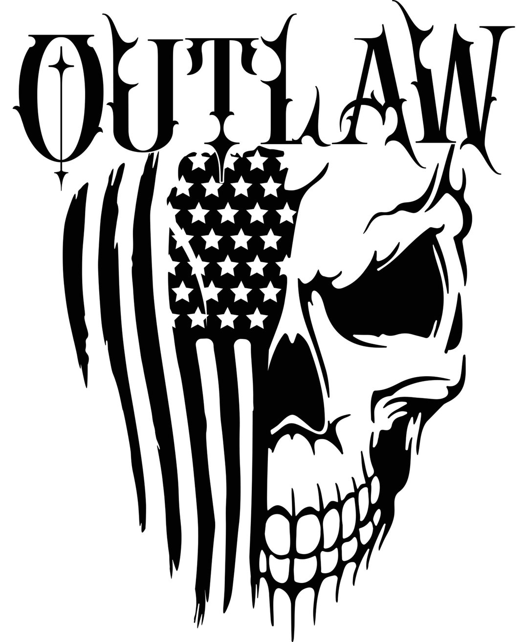 USA Outlaw Skull Flag Distressed Decal Sticker Vinyl Graphic American ...