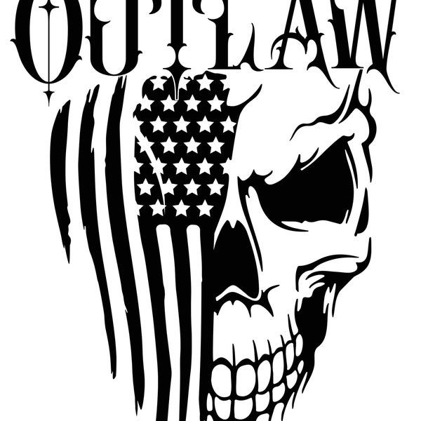 Outlaw Skull Sticker - Etsy