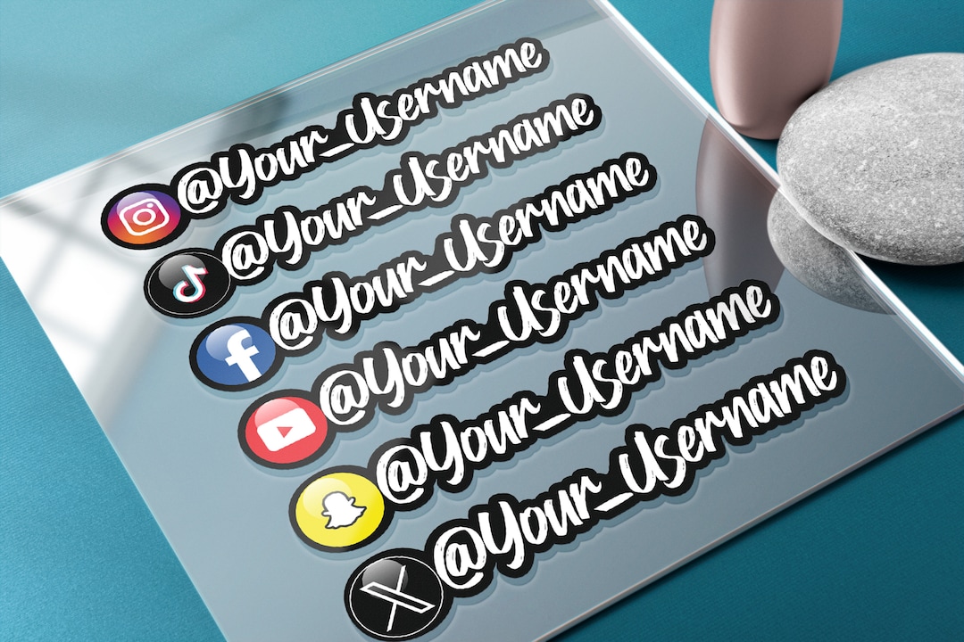 CUSTOM Social Media Decal Sticker - Username, Brand, Social Media Logo ...