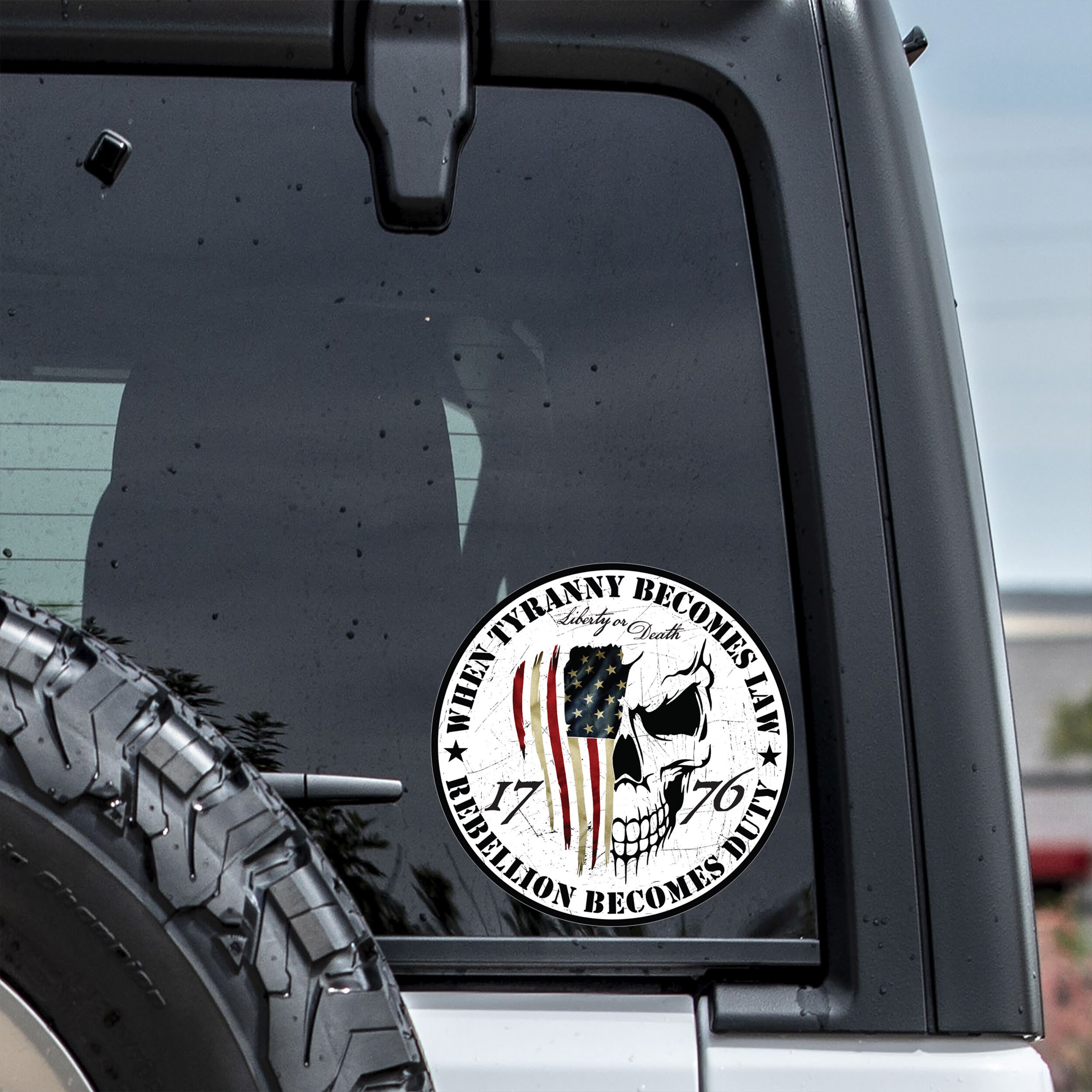 Tyranny Becomes Law Rebellion Becomes Duty Skull USA,1776 Decal ...