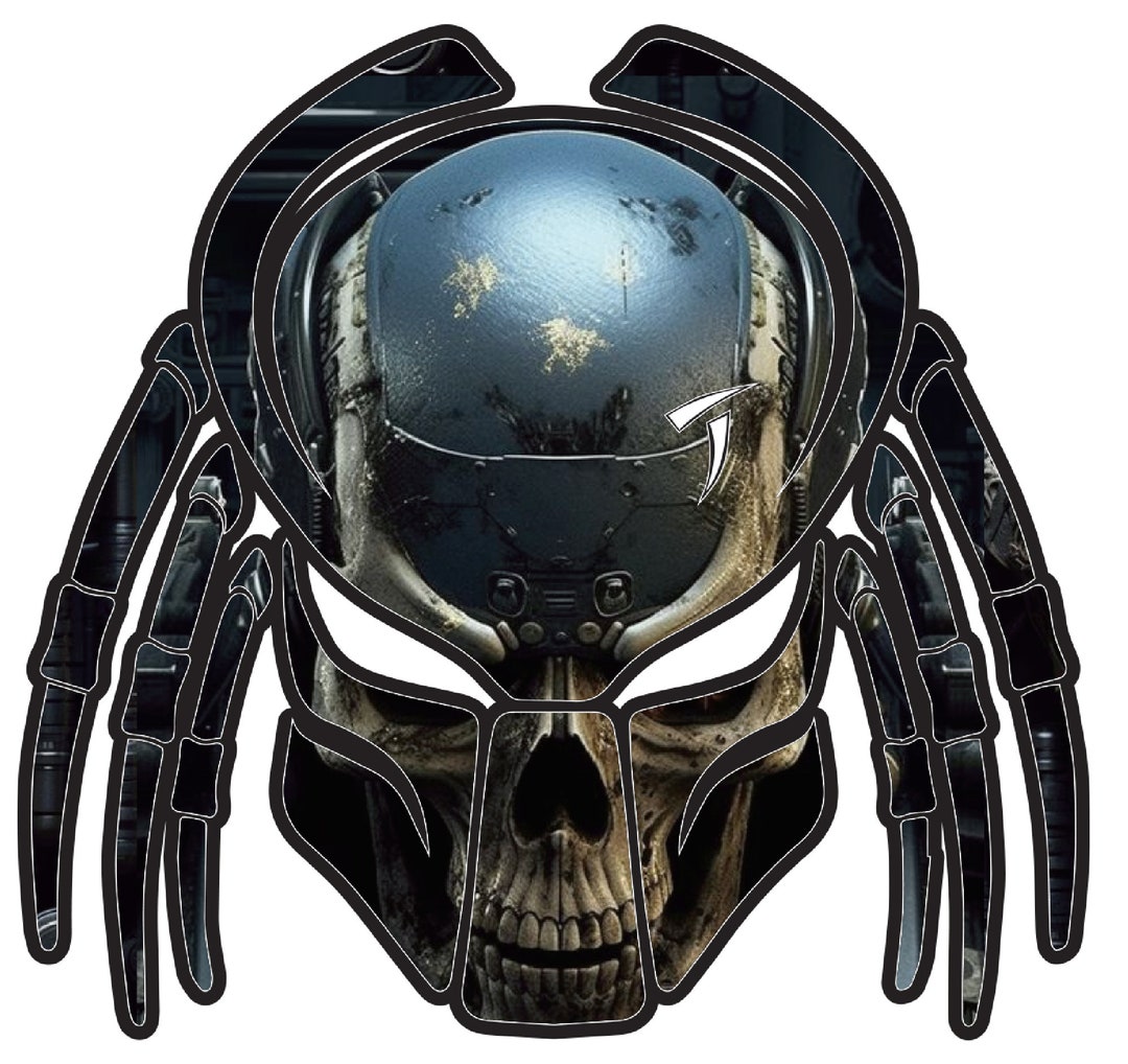 Predator Bio-mech Skull, AVP Predator Sticker | Laptop Car Window ...
