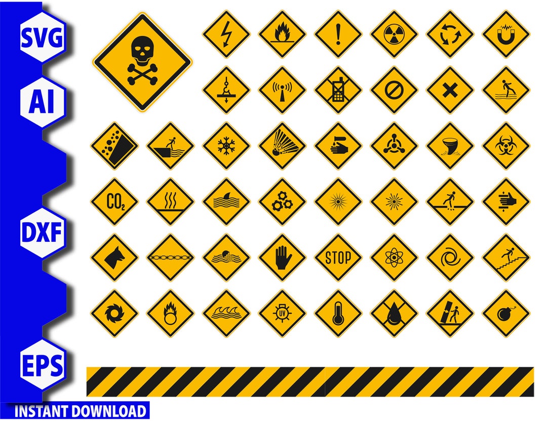Warning Signs Pack- Danger, Poison, Electrical, Fire, Caution, Etc ...