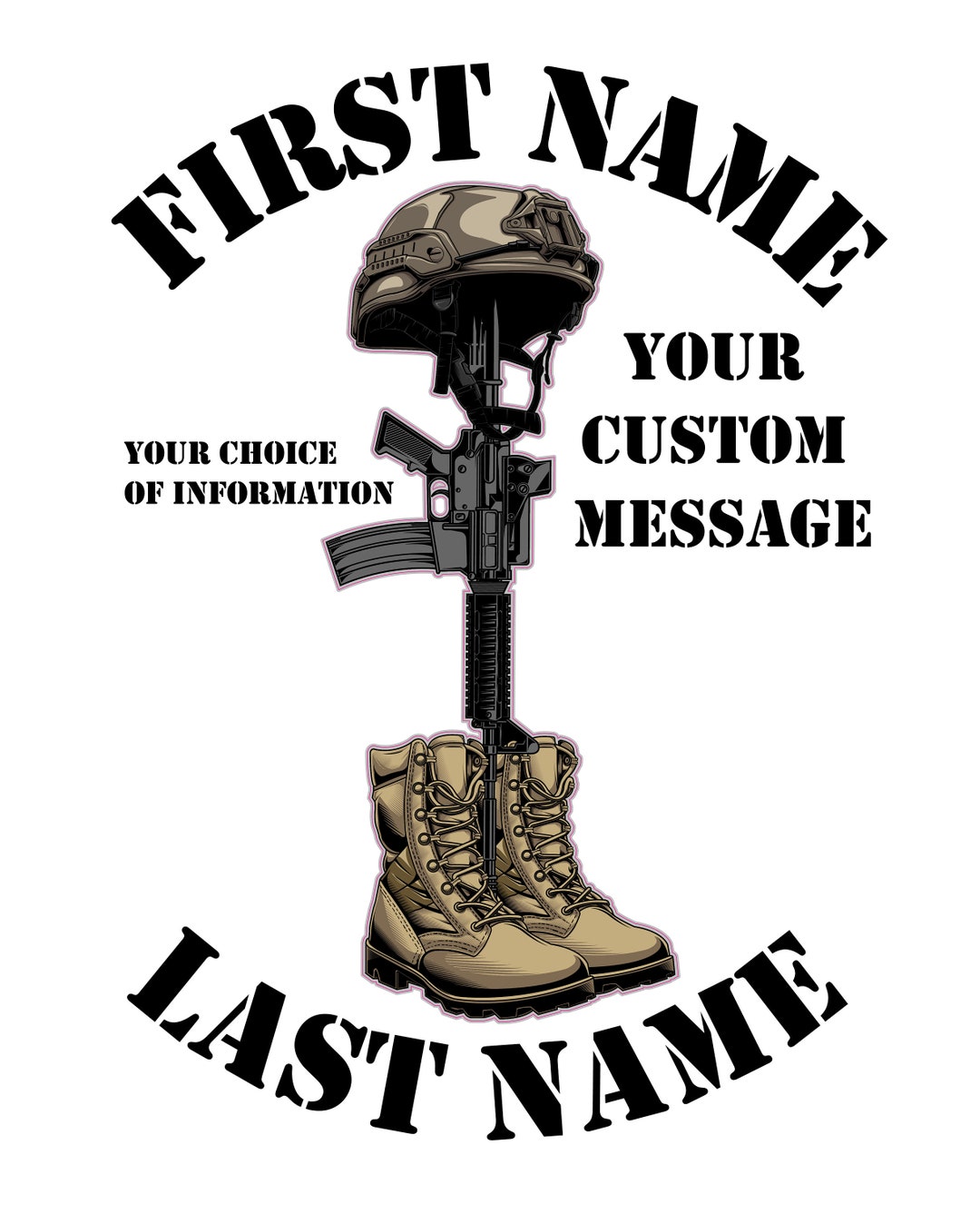 Fallen Soldier Memorial Custom Message Decal, Choose Name, Remember the ...