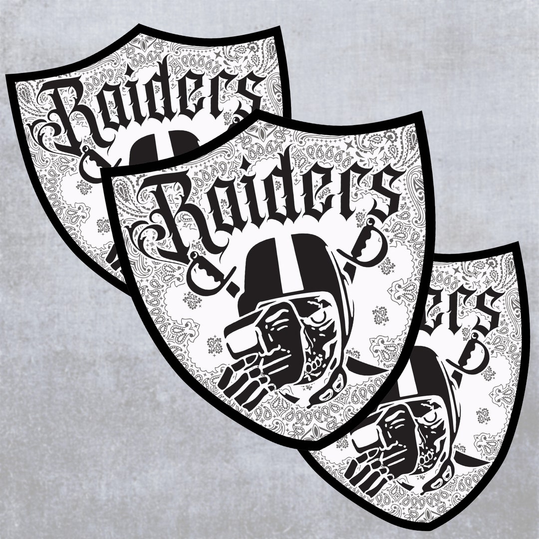 Raider Skull Bandana Shield Sticker, Tattoo Style Decal, Sports Sticker ...