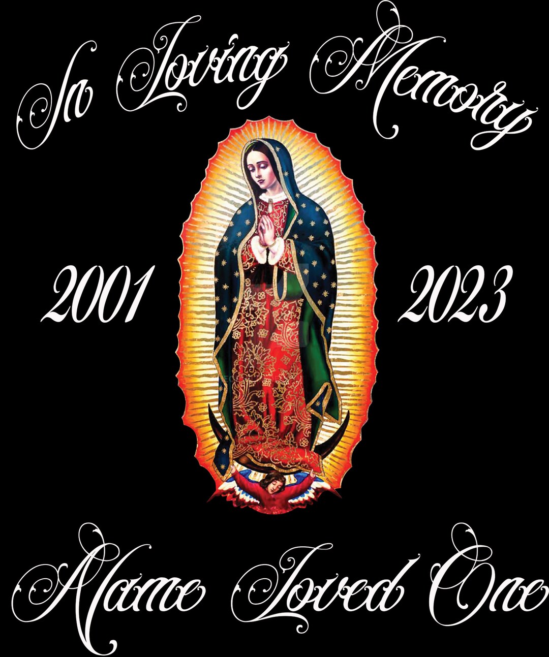 In Loving Memory Virgin Mary Guadalupe Sticker, Memorial Decal ...