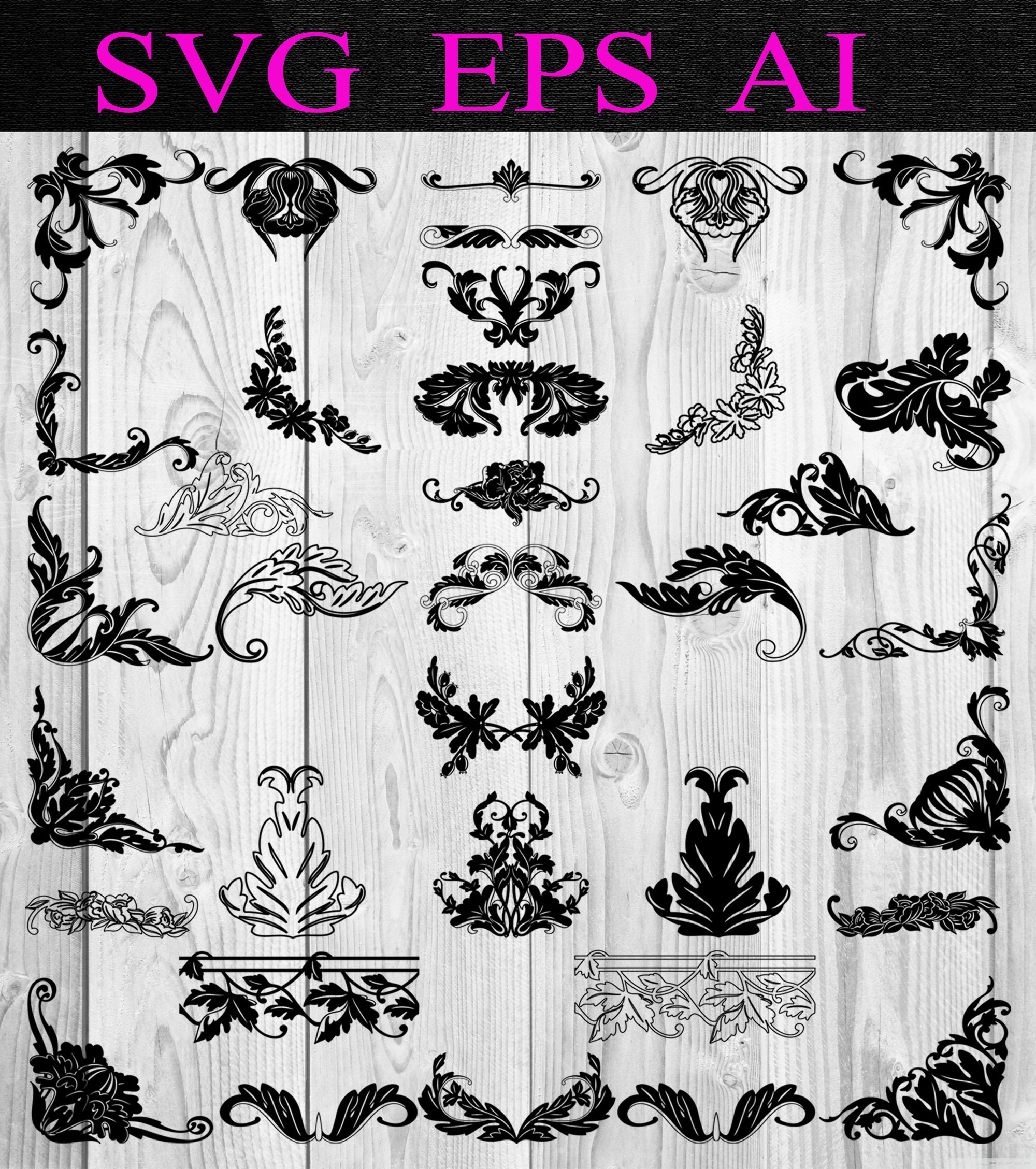 Ornamental Stencil Engraving Craft Svg, Eps, Jpeg, Pdf - Etsy
