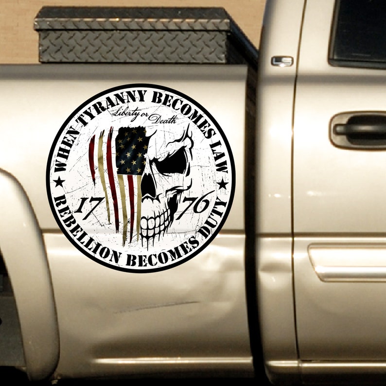Tyranny Becomes Law Rebellion Becomes Duty Skull USA,1776 Decal ...