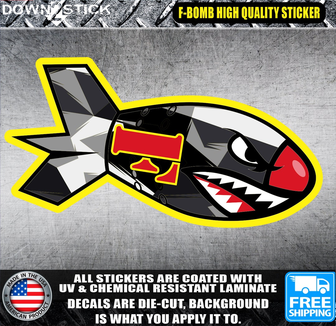 F-bomb Sticker, Bomb Shark Stickers, F Bomb Laptop Car Window Stickers ...