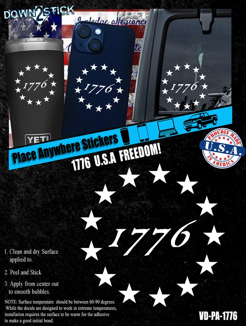 1776 U.S. 2A Vinyl Decal Sticker American Patriotism - Etsy