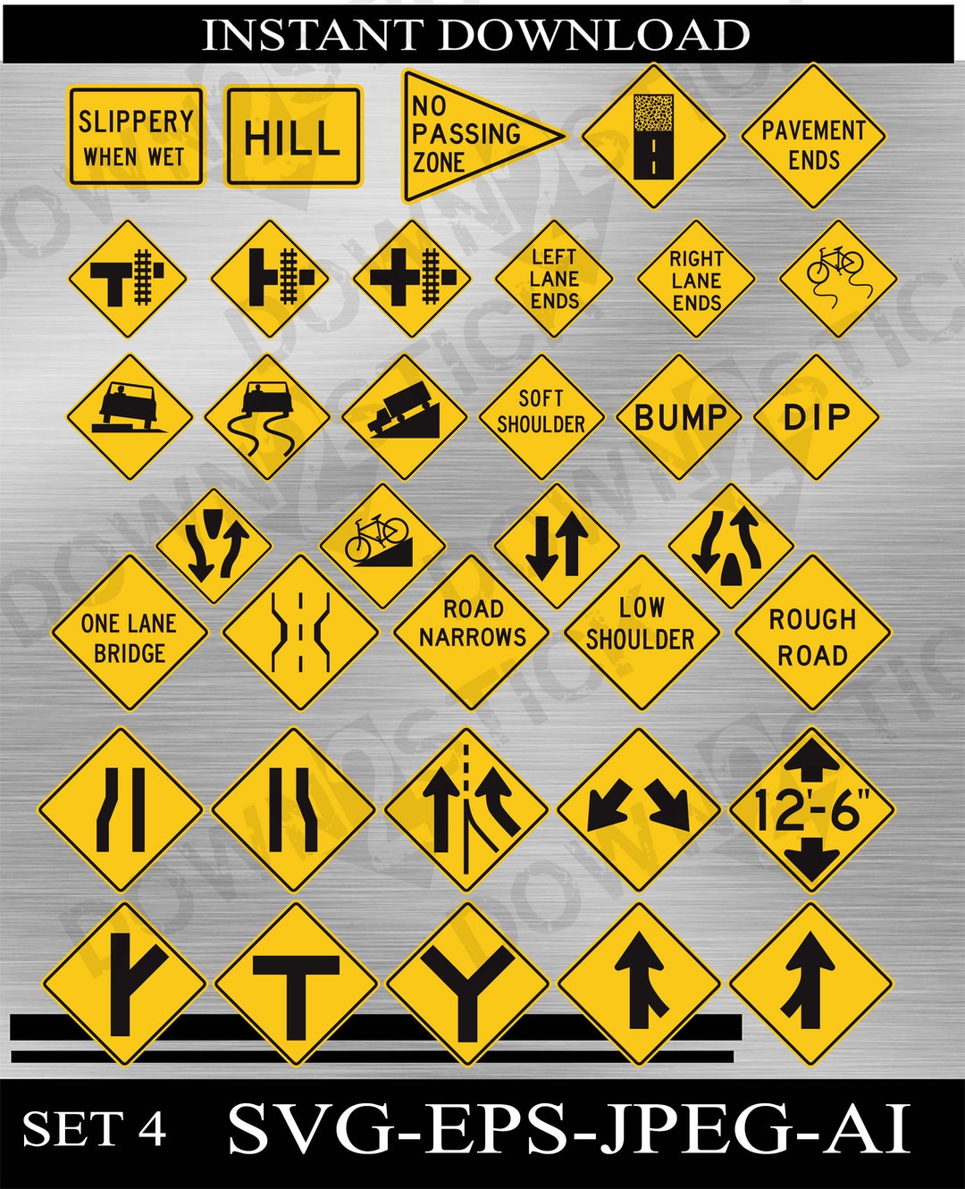 Road Signage Set 4 SVG - Etsy