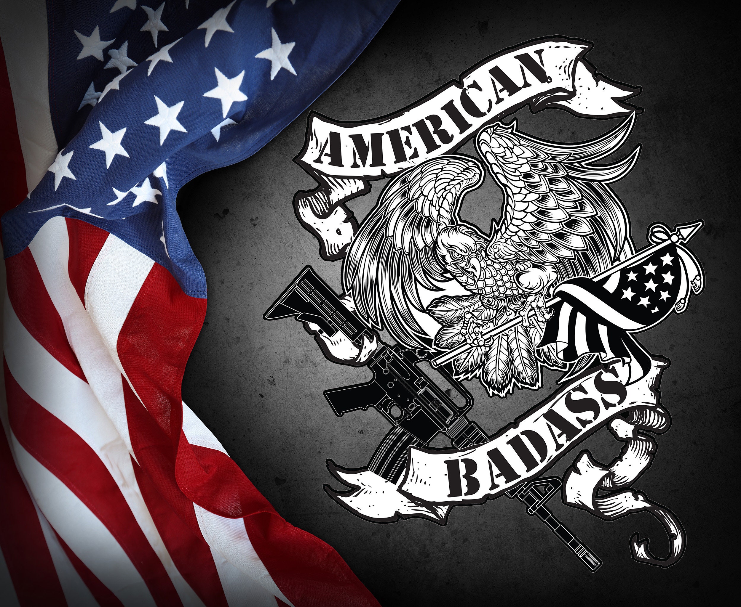 American Badass, American Eagle, US Flag Rifle, Svg-dxf-pdf-png - Etsy