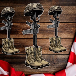 Fallen Soldier Memorial Sticker, Battle Cross Graphic - Etsy