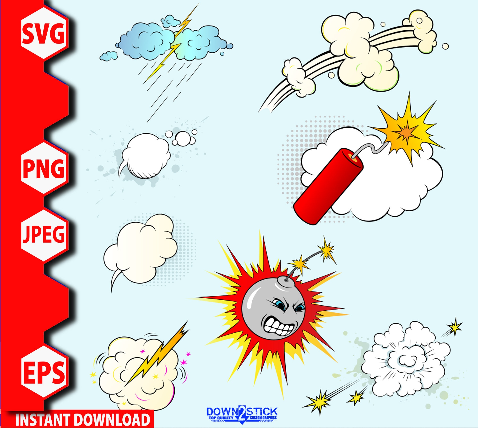 Comic Book Bombs Cartoon Explosions Svg Png Eps Jpeg - Etsy Canada