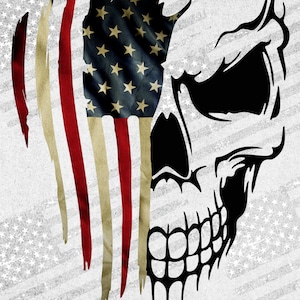 USA Skull Flag Color Distressed Decal Sticker Vinyl Graphic American ...