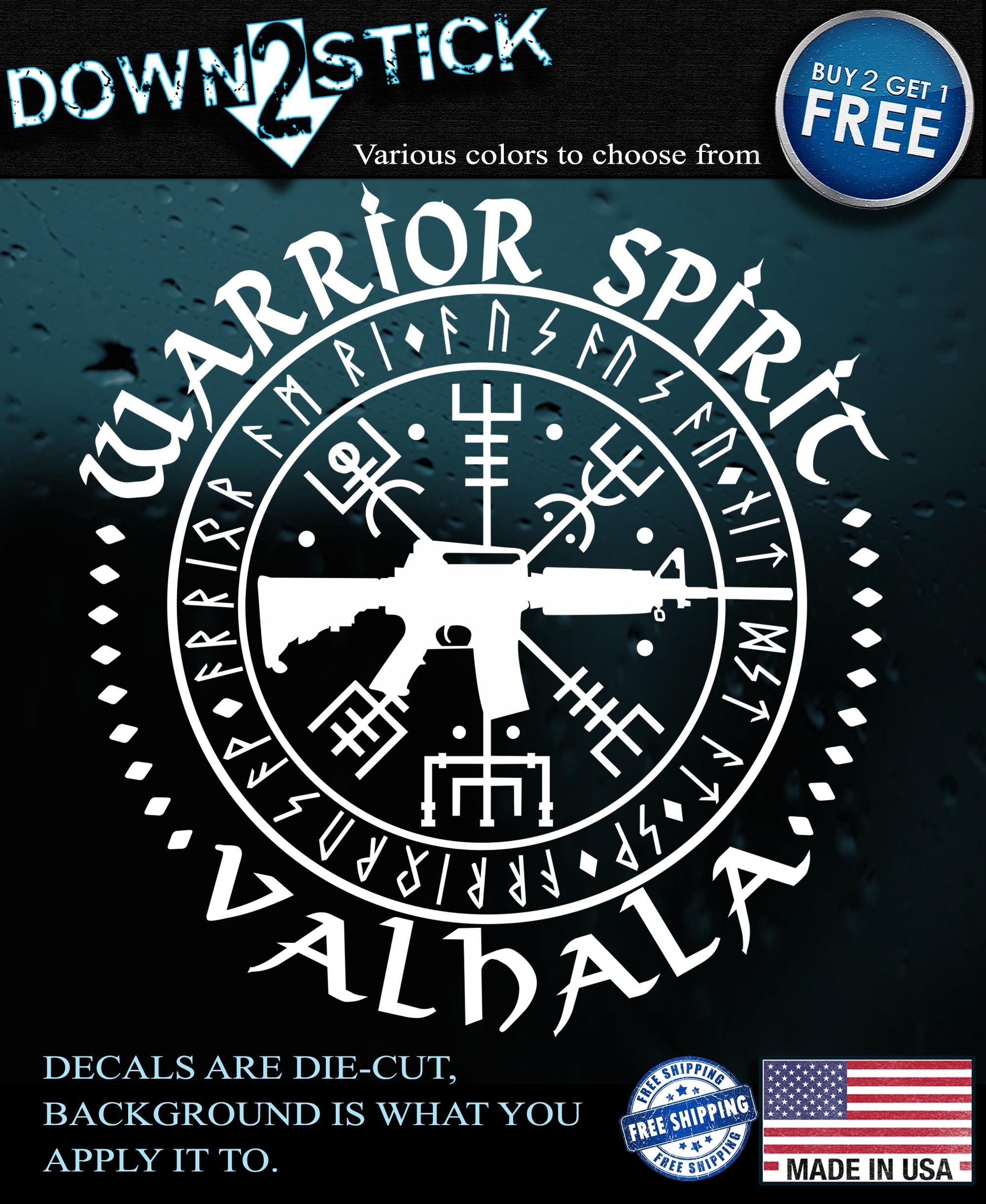Warrior Spirit Valhalla Rifle Decal Bumper Sticker Tattered 2A | Etsy