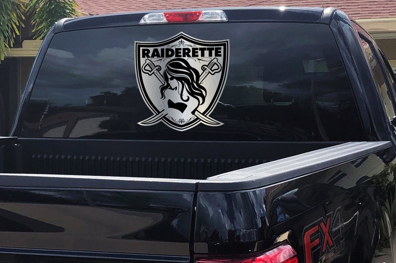 Raiderette Sticker Metal Filagree Shield-female Las Vegas Raider Fan ...
