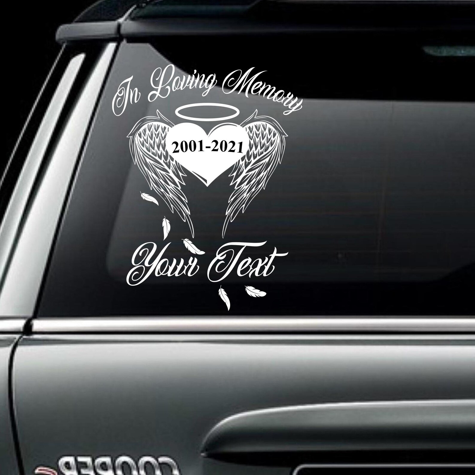 In Loving Memory Angel Wings Heart Vinyl Decal - Etsy